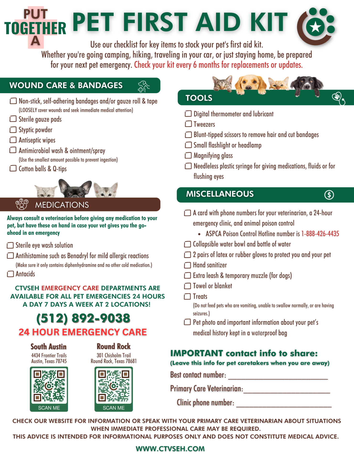 Pet First Aid Kit Build your Own Austin Texas - Central Texas ...